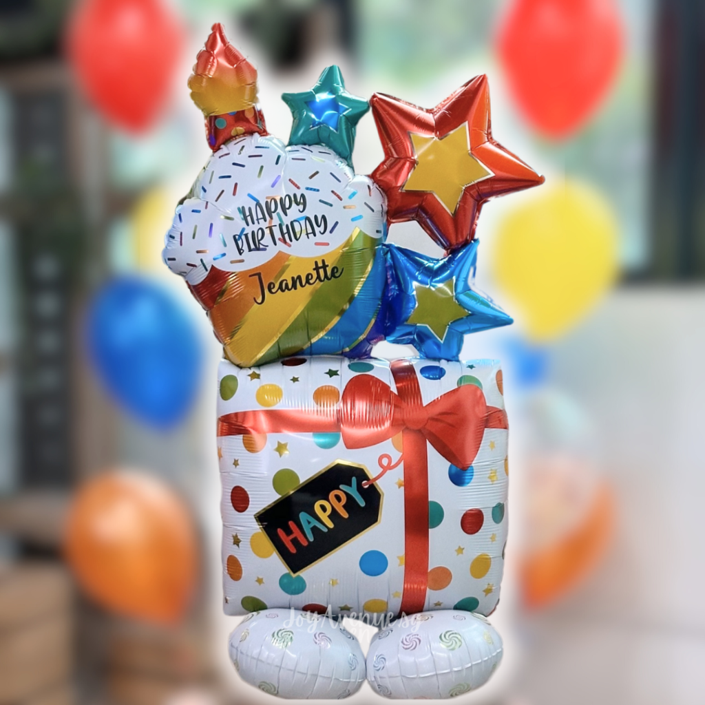 43" Gift Cupcake Jumbo Standing Balloon (Single) - Air-filled Birthday ...